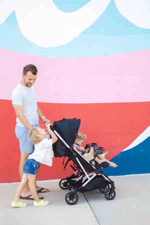 Kooper X2 Lightweight Compact Double Stroller With Trays - Black