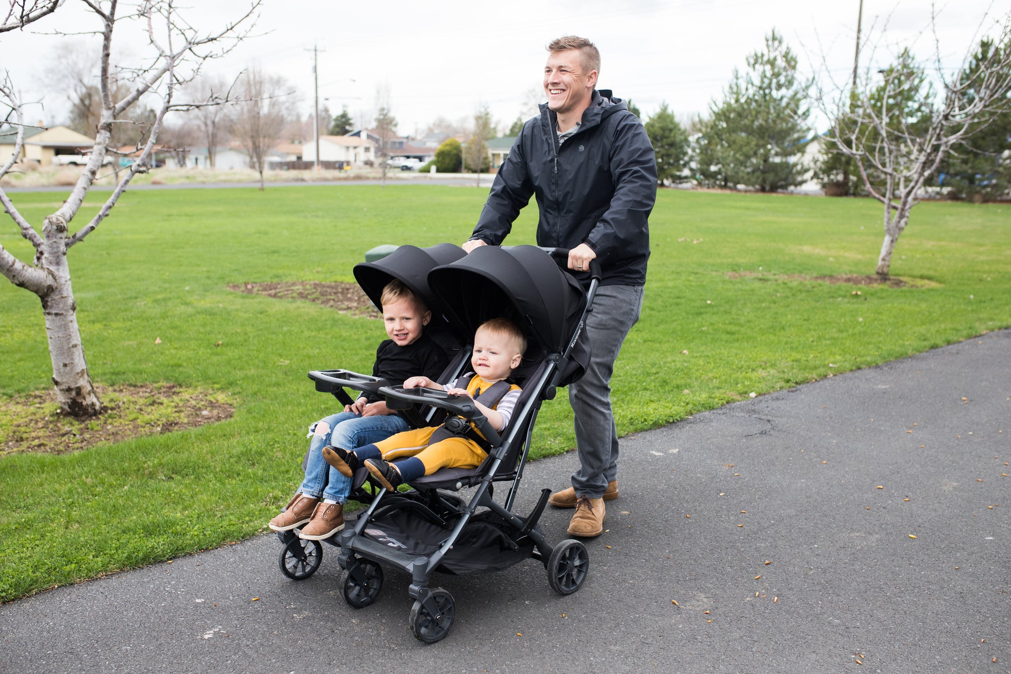 Kooper X2 Lightweight Compact Double Stroller With Trays - Black