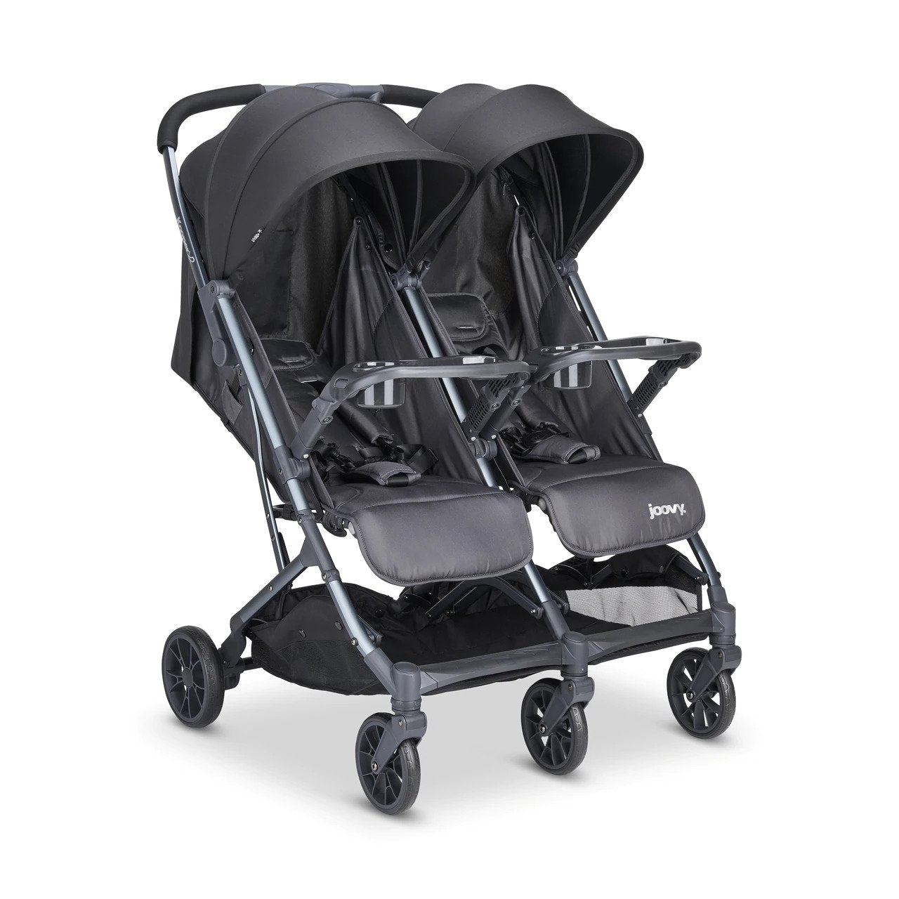 Kooper X2 Lightweight Compact Double Stroller With Trays - Forged Iron